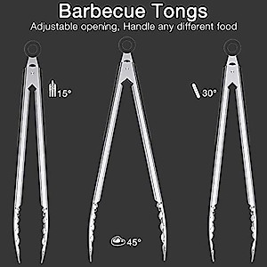 AISITIN 5 PCS Grill Accessories BBQ Set, Stainless Steel BBQ Grill Tools with Sturdy Spatula, Grilling Tongs, Fork and Brush, Ideal Grill Set for Outdoor Indoor Grill