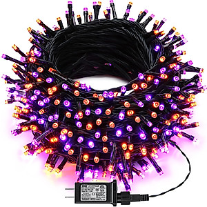 Joomer Orange Purple Halloween Lights 174FT 500 LED Halloween String Lights with 8 Modes Timer Waterproof Plug-In Orange Purple String Lights for Indoor Outdoor Halloween Decorations