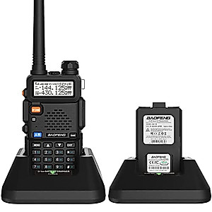 BAOFENG UV-5R Dual Band Two Way Radio (Black), 144-148MHz & 420-450MHz & UV-5R Two Way Radio Dual Band 144-148/420-450Mhz Walkie Talkie 1800mAh Li-ion Battery(Black)