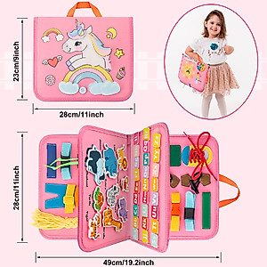 Montessori Toys - Busy Board - Sensory Toys for Toddlers 3-4, Toddler Travel Toys, Autism Educational Toys, Toddler Toys Age 3-6 Year Old Girls Boys Birthday (Pink)