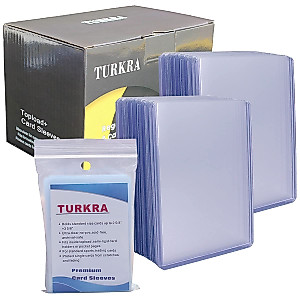 TURKRA 100 Count Premium High Clear Top Loaders and Penny Card Sleeves Set for Collectible Trading Cards and Sports Cards