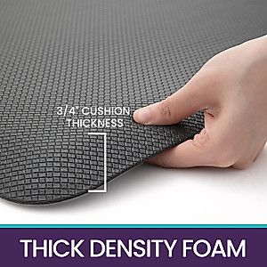 DEXI Anti Fatigue Kitchen Mat Cushioned Kitchen Rug, 3/4" Thick Heavy Duty Waterproof Floor Mat, Non-Slip Comfort Standing Mat for Kitchen, Desk, Floor, Office, Sink, Laundry, 17"x24", Grey