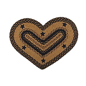 Star Black Premium Braided Collection | Primitive, Rustic, Country, Farmhouse Style | Jute/Cotton | 30Days Risk Free | Accent Rug/Door Mat/Floor Carpet(Heart 20"x30", Star Black)