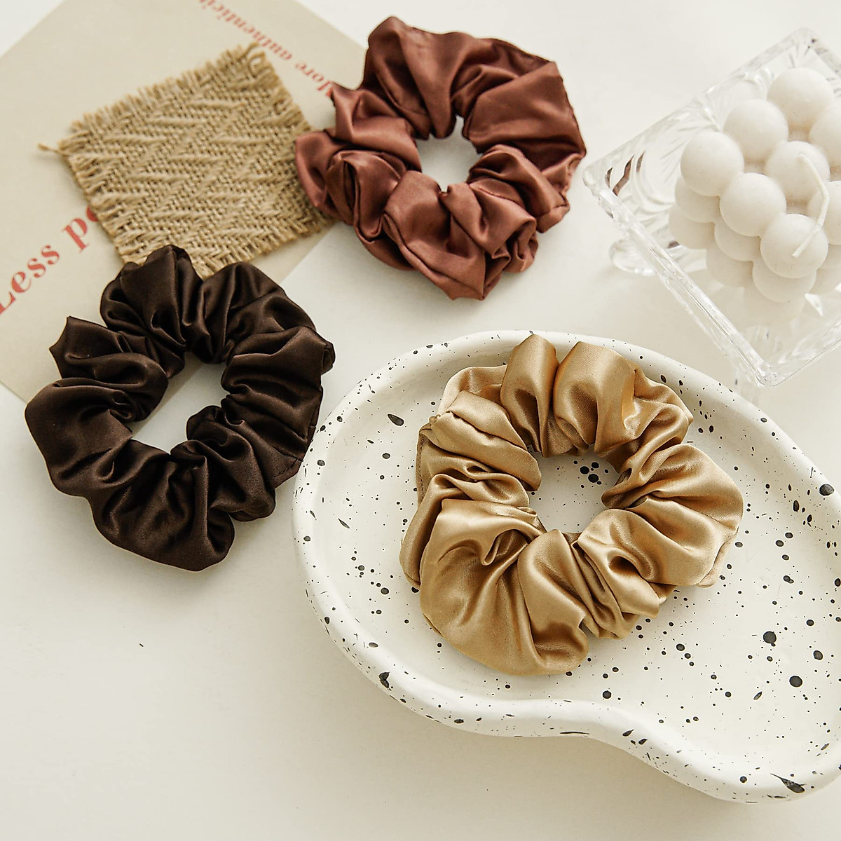 Hair Scrunchies Set, 6Pcs Elegant Solid Elastic Ponytail Holder for Women and Girls, Satin Hair Ties for Gentle Style Preservation and Breakage Prevention, Multi-colored