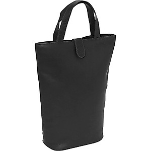 Piel Leather Doulbe Wine Tote, Black, One Size