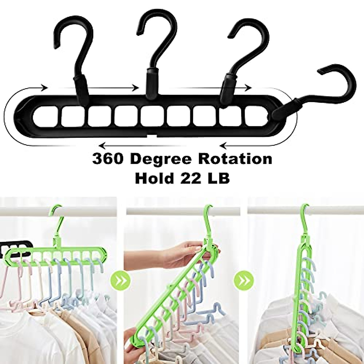 Closet Organizers and Storage,6 Pack Sturdy Closet Organizer Hangers,College Dorm Room Essentials,Closet Storage,Closet Organization,Magic Space Saving Hanger with 9-Holes for Wardrobe Heavy Clothes