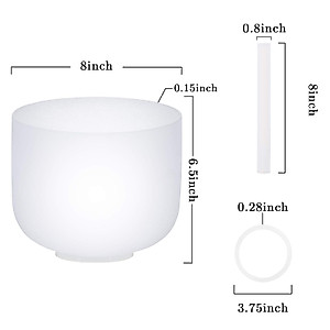 SOLSHINE Crystal Singing Bowl 432HZ 8inches F Notes Heart Chakras Crystal Striker and O-ring included