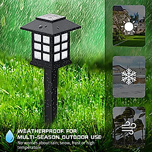 PLEAPOP Solar Outdoor Lights, 12 Pack Waterproof Solar Pathway Lights, 10 Hrs Long-Lasting LED Landscape Lighting Solar Garden Lights, Solar Lights for Walkway Path Driveway Patio Yard & Lawn