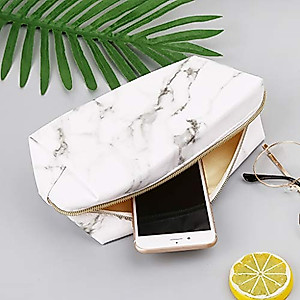 Oranmay Large Cute Pencil Case Pen Box Zipper Bags Marble Makeup Storage Supplies
