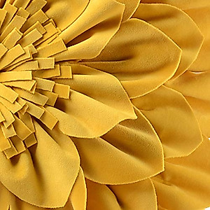 OiseauVoler Decorative 3D Flower Throw Pillow Covers Soft Velvet Handmade Pillowcases Cushion Covers for Couch Bed Living Room Home Decor 18x18 Inch Yellow