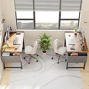 Computer Desk - 40 Inch Office Desk, Writing Desk with Storage and Hooks, Wood Writing Desk for Bedroom, Work Desk for Home Office, PC Table Desk, Rustic Brown