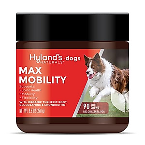Hyland's Naturals - Dogs - Max Mobility, 90 Soft Chews, Supports Joint Health, Mobility & Flexibility, with Organic Turmeric Root, Glucosamine & Chondroitin, BBQ Chicken Flavor