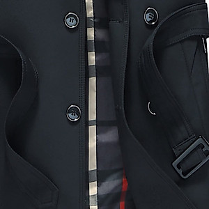 Maiyifu-GJ Men's Casual Double Breasted Trench Coat Casual Slim Windbreaker Jacket Winter Stylish Long Overcoat with Belt (Dark Blue,5X-Large)