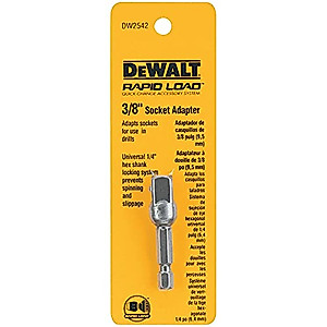 DEWALT DW2542 1/4-Inch Hex Drive to 3/8-Inch Socket Adapter , Silver