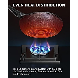 Cook N Home Marble Nonstick Cookware Saute Fry, 8" and 9.5-Inch Skillet Pans, Black