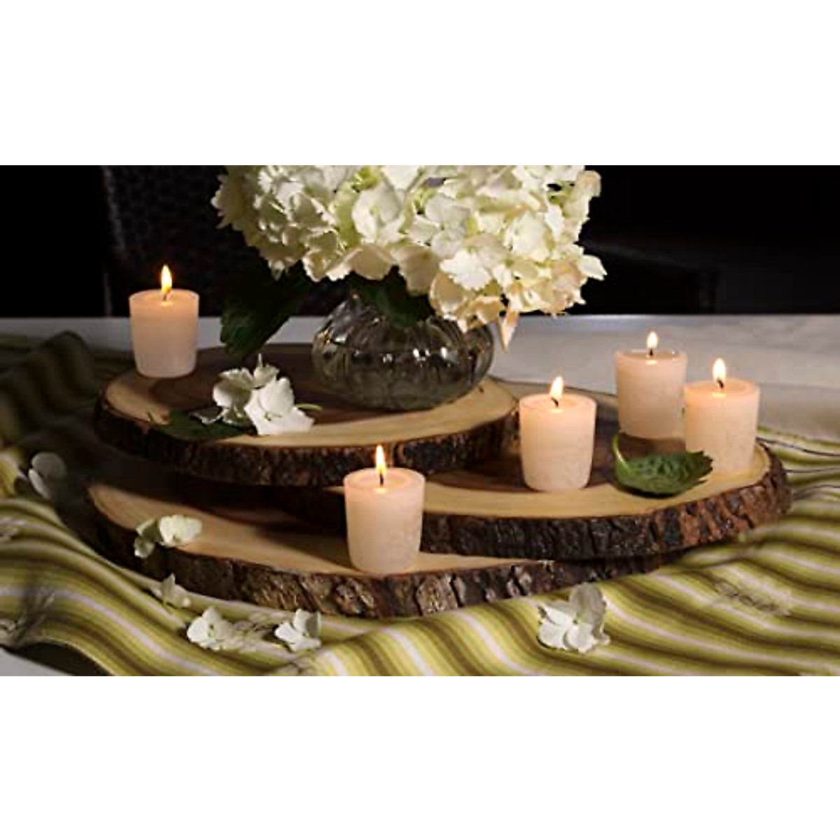 Lipper International Acacia Wood Slab Serving Board With Bark for Cheese, Crackers, and Hors D'oeuvres, Set of 3, Assorted Sizes