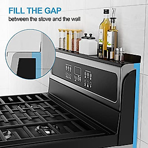 EMBATHER Magnetic Shelf for Kitchen Stove, 30'' Stove Top Shelf Over The Stove, Stove Spice Rack Fits for Flat Top Stove, Kitchen Storage Organizer, Black