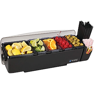 San Jamar Dome Plastic Garnish Center, 8 Pint - 5 Tray, Black
