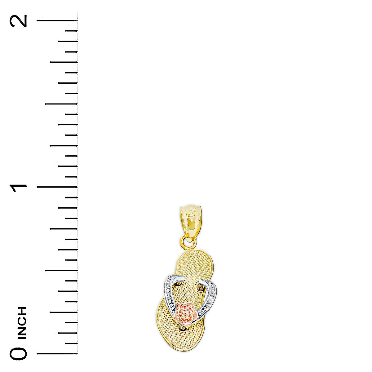 Gold Flip-flop Sandal with Flower Charm - 10 Karat Solid Gold - Sandal Pendant (Style 1)