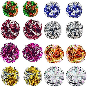 16 Pack Mylar Crinkle Balls for Cats, Crinkle Balls Cat Toys