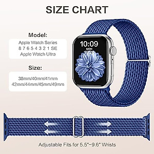 Witzon Compatible with 44mm Apple Watch Series 8 7 41mm 45mm Women Men, Breathable Sport Stretchy Nylon Braided Solo Loop Bands for iWatch Apple Watch Ultra 49mm SE Series 6 5 4 3 38mm 40mm 42mm