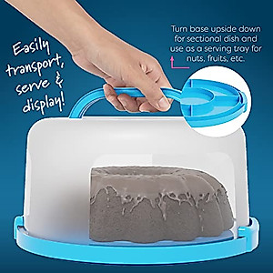 Cake Cupcake Carrier with Lid and Handle + Cake Stand Plate with Dome | 10" Round Cake Container Holder with Cover | Plastic Pie Carrier Cake Storage Container | Bunt Keeper Platter Tray for Transport
