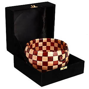 Brainmart Handmade Wooden Yarn Bowl Knitting Bowl Large Crochet Yarn Holder Bowl with Box Crocheting Accessories (7 * 4 Inches)