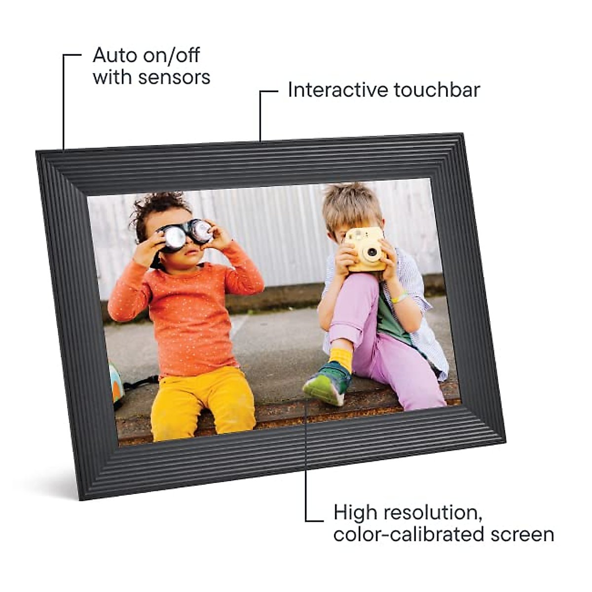 Aura Carver WiFi Digital Picture Frame | The Best Digital Frame for Gifting | Send Photos from Your Phone | Quick, Easy Setup in Aura App | Free Unlimited Storage | Gravel