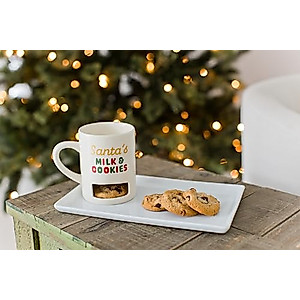 Pearhead Santa's Milk & Cookies Christmas Mug, Holiday Novelty Coffee Mug with Slot for Cookies, Holiday Home Décor, Microwave And Dishwasher Safe, Santa’s Milk & Cookies Mug, 9 Oz