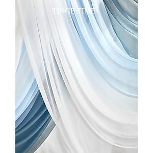 TINGE TIME 3 Panels Wedding Arch Draping Fabric, 30" x 20ft Gradient Blue Chiffon Fabric Drapery Sheer Backdrop Curtain for Wedding Ceremony Party Decoration,Wedding Arch Drapes for Wedding Ceremony