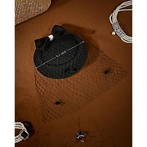 Zivyes Fascinators for Women Tea Party Hats Kentucky Derby 20s 50s Pillbox Hat Birdcage Veil for Funeral Janet Snakehole