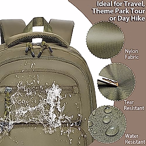 AUGUST 18 Casual Laptop Backpack, 14 inch Laptop Travel Backpack for Women, Water Resistant Casual Bag for Work Travel Commute, Army Green