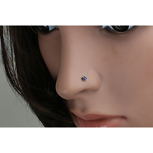 Natural 1.7MM Diamond Nosepin in 14K White Gold with 6MM, 8MM, and Wire back options, Option in Blue Sapphire too (14K WHITE GOLD - 6MM, BLUE SAPPHIRE)