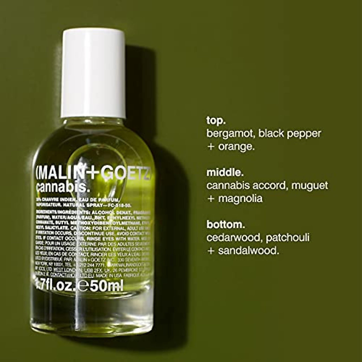Malin + Goetz Cannabis Eau de Parfum, 1.7 Fl. Oz. – Men & Women's Perfume, Rich & Earthy Fragrance, Scented Perfume, Lingering Smoky Scent, Vegan & Cruelty Free