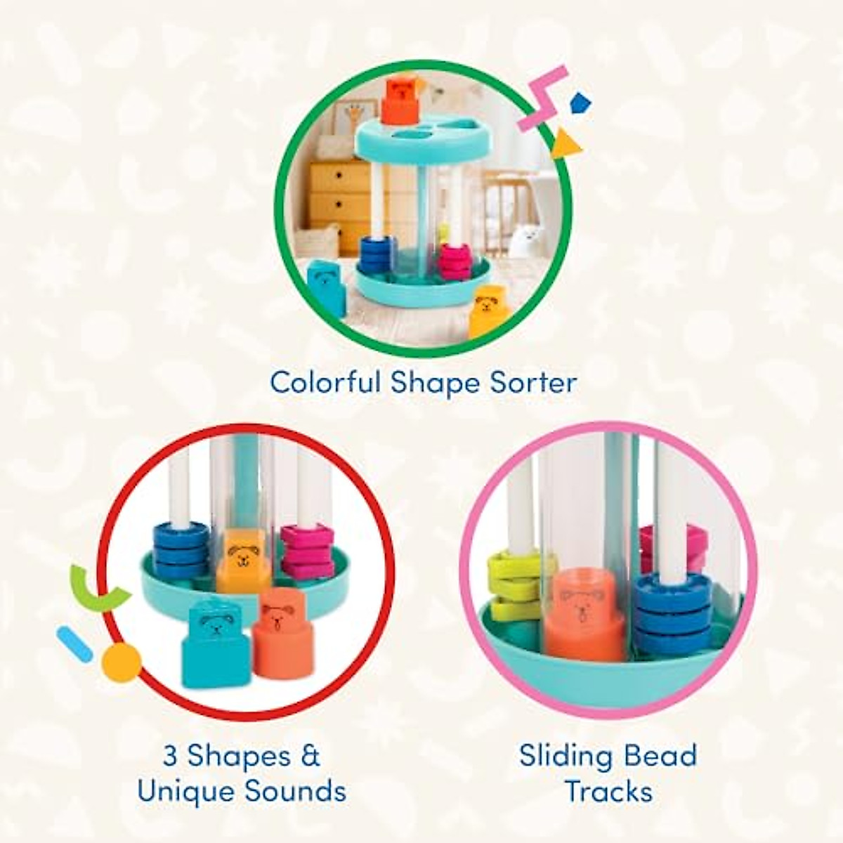 Battat – Shape Sorter – Colorful Sorting Toy – 3 Shapes & Sounds – Educational & Developmental Toy For Toddlers – 18 Months + – Shapes And Sound Sorter