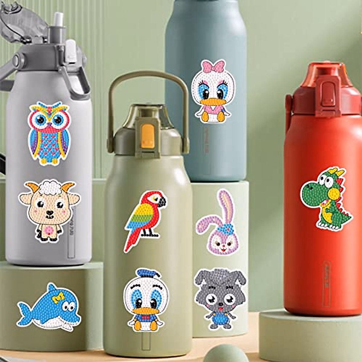 FLYSONG 5D DIY Diamond Painting Stickers Kits for Kids, 24 PCS Cute Cartoon Princess Diamond Art Stickers Beads Handmade Digital Gem Paint Making for Beginners Children