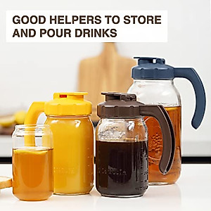 2 Pack Mason Jar Lids with Handle, Airtight & Leak-proof Seal, Easy Pouring Spout, Turns your Mason Jar into Pitcher (Wide Mouth-Navy Blue & Yellow)