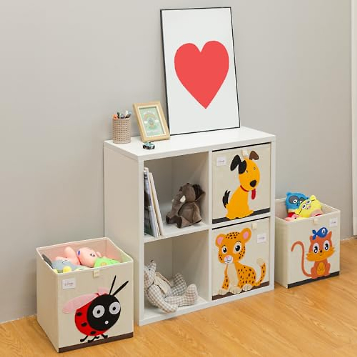 Vmotor Foldable Animal Canvas Storage Toy Box/Bin/Cube/Chest/Basket/Organizer For Kids, 13 inch(Fox)