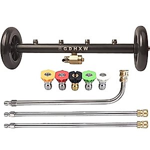 GDHXW Multipurpose Undercarriage Cleaner Surface Cleaner for Pressure Washer 4000 PSI 16 Inch Underbody Car Wash Water Broom with 3 Pieces Extension Wand 5 High Pressure Nozzle