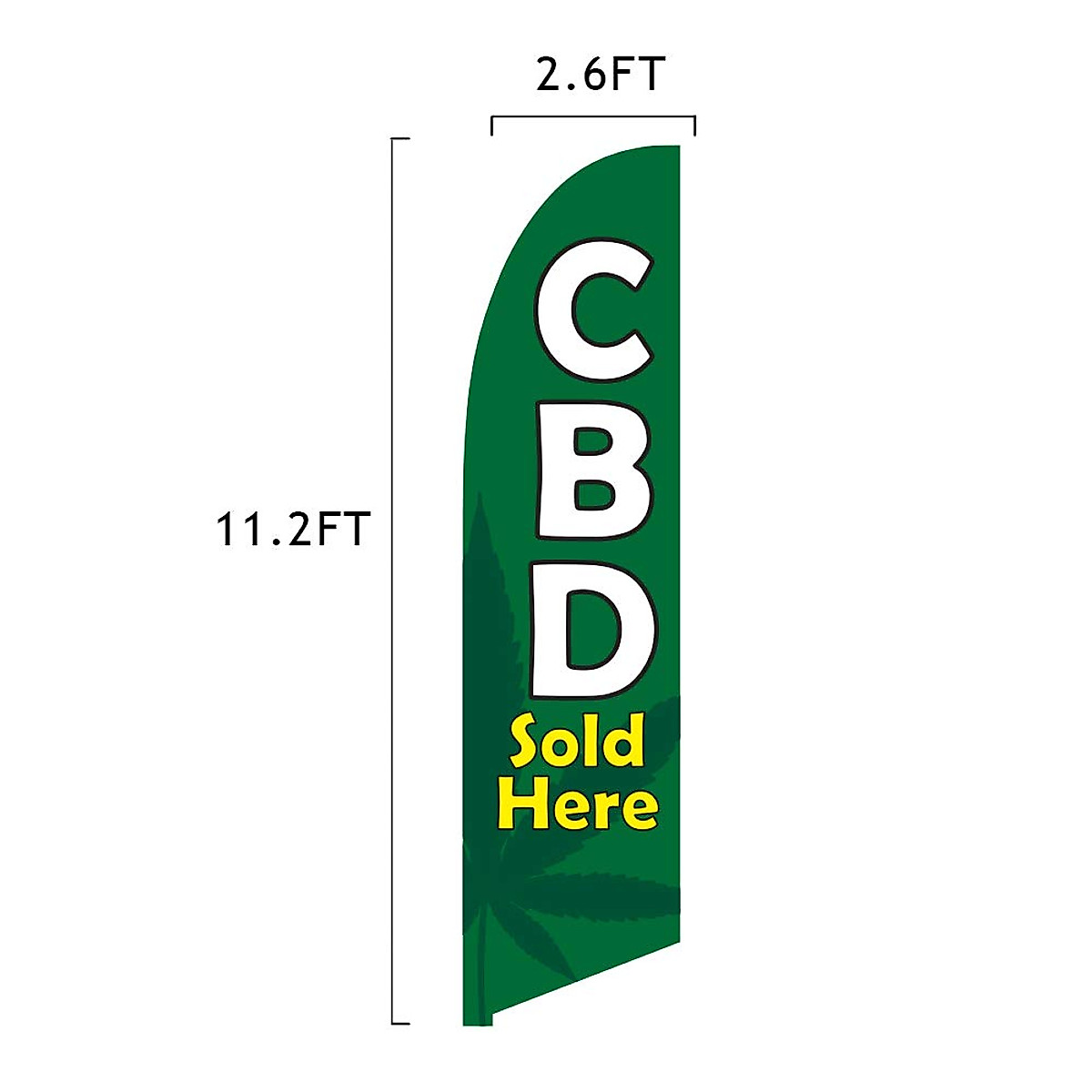 Vispronet CBD Feather Flag - Made from Tear-Resistant Knitted Polyester, Visible from Both Sides - 2.6ft x 11.2ft Swooper Flag - Flag Only
