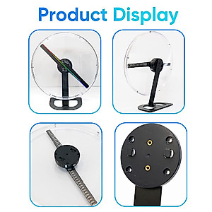 3D Holographic Fan, 3D Hologram Fan with Transparent Round Protective Cover, LED Fan Hologram Projector Suitable for Advertising Player, Party, Commercial Store Sign, Shop, Bar