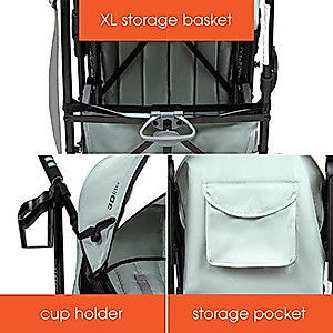 Summer Infant 3Dlite Convenience Stroller, Eucalyptus–Lightweight Stroller with Aluminum Frame, Large Seat Area, Mesh Siding, 4 Position Recline, Extra Large Storage Basket-Infant Stroller for Travel