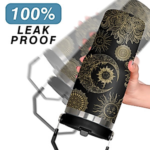 30oz Insulated Sun and Moon Tumbler with Handle, Featuring a Leak-proof 2-in-1 Lid and Straw,Vacuum-insulated Travel Coffee Mug, Portable Stainless Steel Water Bottle, Suitable for Both Women and Men