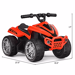 Costzon Kids ATV, 6V Battery Powered Electric Vehicle, 2 Speeds, Forward/Reverse Switch, Rear Wheeler Motorized Mini Toy Car, Ride on Car 4 Wheeler Quad for Boys & Girls Gift, Ride on ATV (Red)