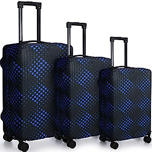 Sweetude 3 Pcs Travel Luggage Cover Washable Suitcase Protector Rhombus Geometry Suitcase Cover Luggage Protector Fits 18-28 Inch Luggage, 3 Sizes (Rhombus Style)