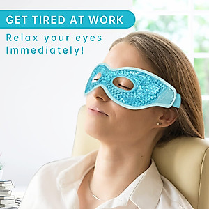 2 PCS Ice Eye Mask Reusable Ice Pack for Eyes,Hot Cold Compress Gel Bead Cooling Eye Mask with Eye Hole for Puffiness/Dark Circles/Eye Bags/Dry Eyes/Headaches/Migraines/Stress Relief (Blue)