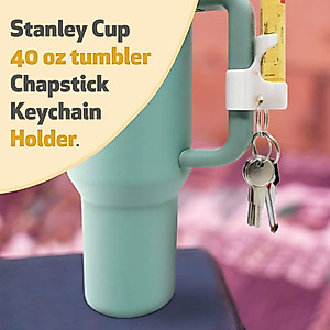 G-B Stanley Cup 40 oz Tumbler Chapstick Keychain Holder - 2 in 1 Holder Fits for Stanley 40 oz Tumbler Cup - White (Stanley Cup Not Included)