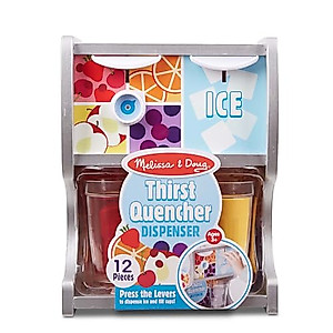 Melissa & Doug Wooden Thirst Quencher Drink Dispenser With Cups, Juice Inserts, Ice Cubes - FSC Certified