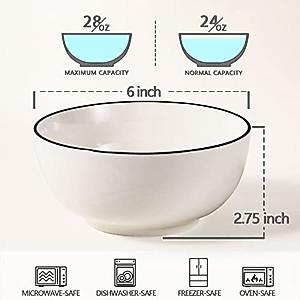 Wareland Soup Bowls, 28 Ounce Cereal Bowls, 6 Inch Ceramic Bowls Set Of 4, White Bowls For Salad Pasta Rice Oatmeal Pho, Ramen Bowl For Noodle, Bowls For Kitchen, Dishwasher Oven Microwave Safe Bowls