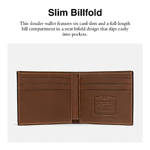 Coach Slim Bifold in Sport Calf, Saddle, One Size